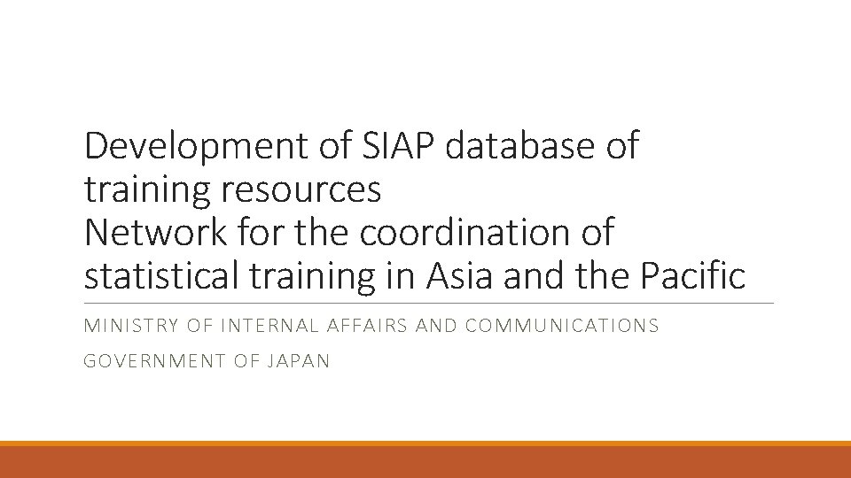 Development of SIAP database of training resources Network