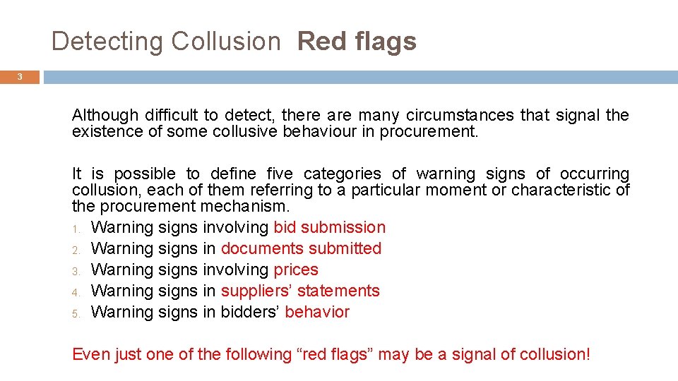 Red Flags on Bid Rigging in Public Procurement