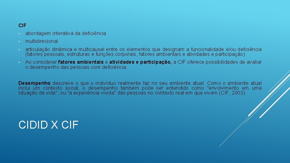 AVALIAO DA DEFICINCIA COM BASE NA CIF E