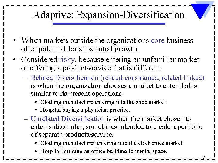 CORPORATE LEVEL STRATEGY DIVERSIFICATION Dr Payne 8 1