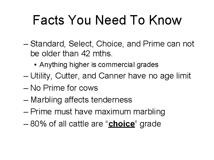 Livestock GradingEvaluation Animal Science I Animal Classes Beef