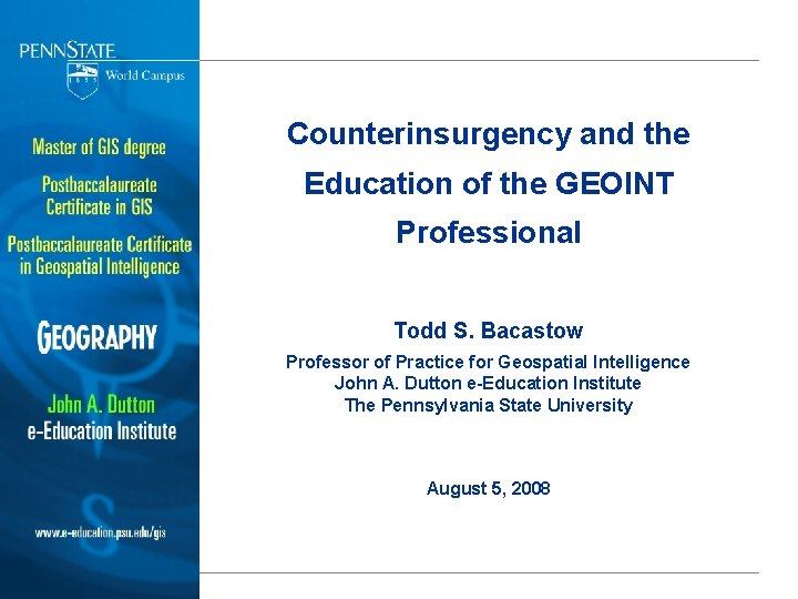 Counterinsurgency and the Education of the GEOINT Professional