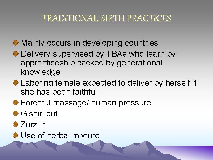 HARMFUL TRADITIONAL PRACTICES AFFECTING THE HEALTH OF CHILDREN