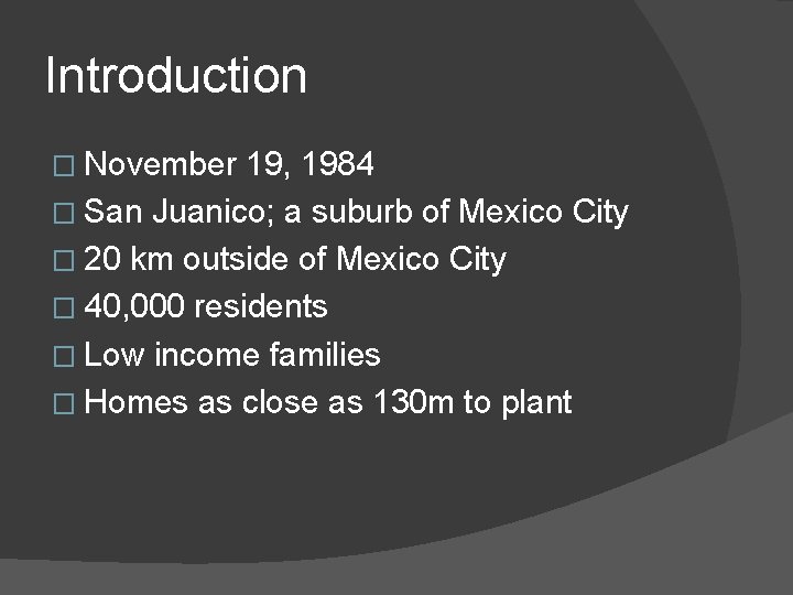 THE MEXICO CITY EXPLOSION OF 1984 Nick Chumo