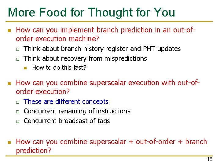Computer Architecture OutofOrder Execution II Prof Onur Mutlu