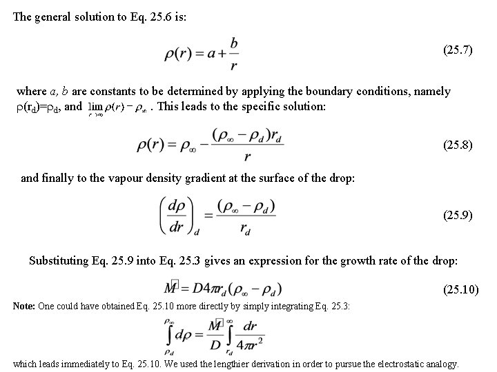 CONDENSATION GROWTH OF CLOUD DROPLETS Growth Equation Examples