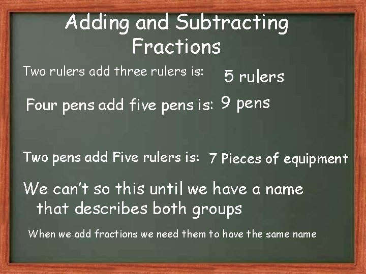 Adding and Subtracting Fractions Warm up What is