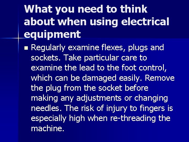 Health Safety in the Textiles Room This Power