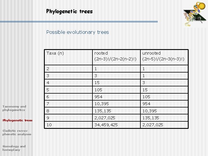 CS 177 Phylogenetics I Taxonomy and phylogenetics Phylogenetic