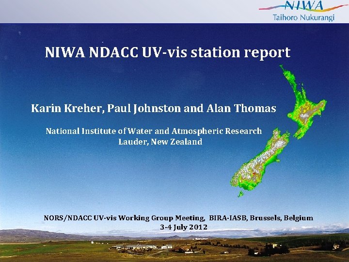 NIWA NDACC UVvis station report Karin Kreher Paul