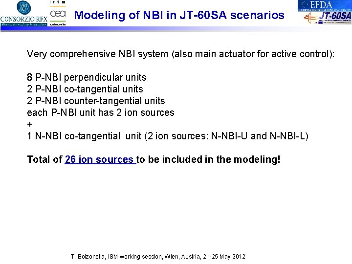 Implementation of the JT60 SA NBI configuration in