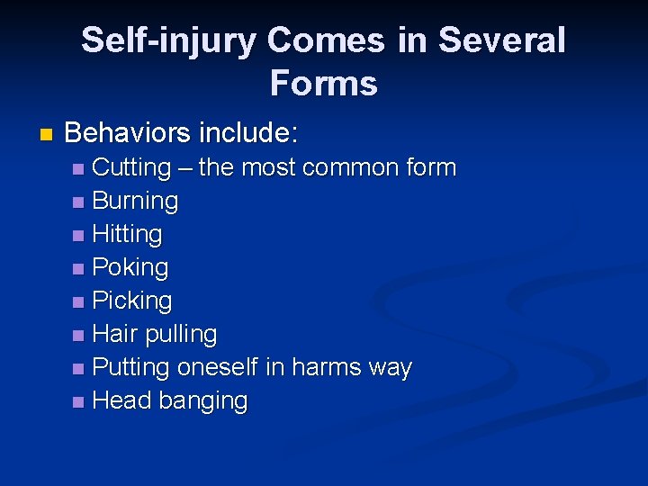 Suicidality and SelfInjury in Middle School SOS Signs