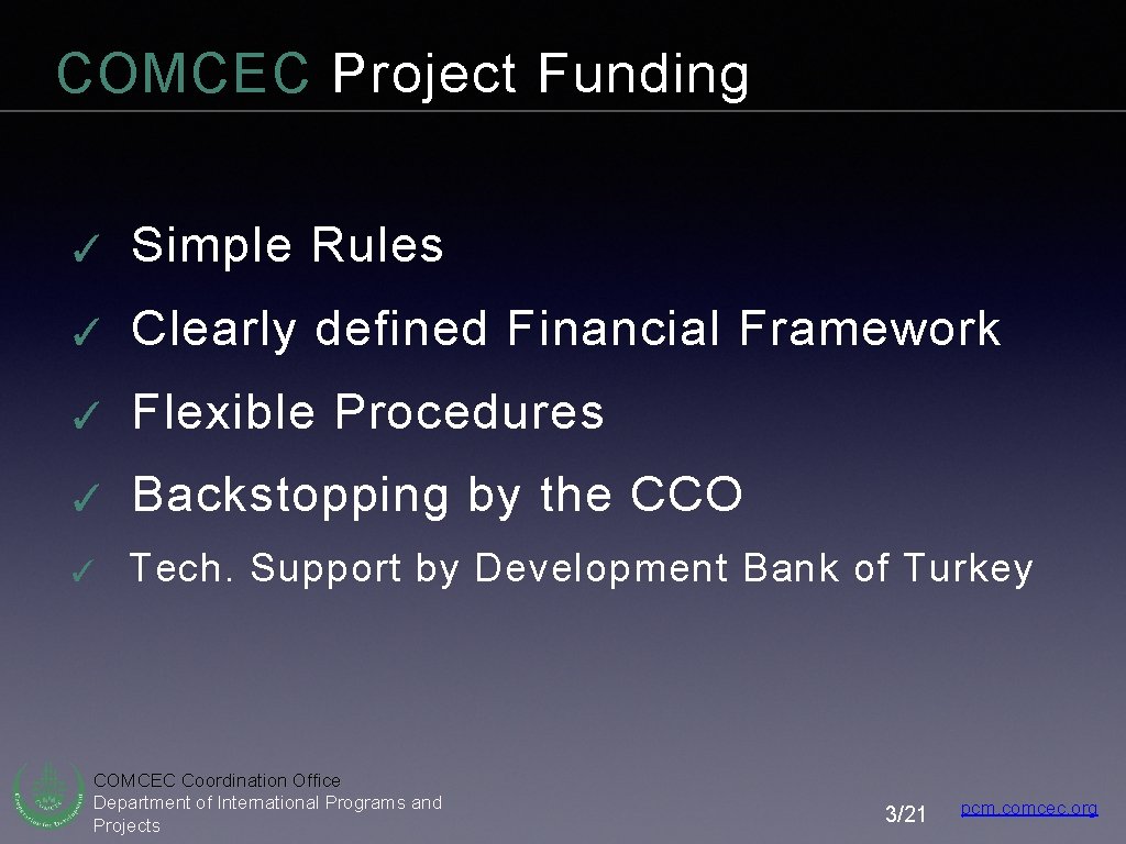 COMCEC Project Funding Rules and Procedures at a