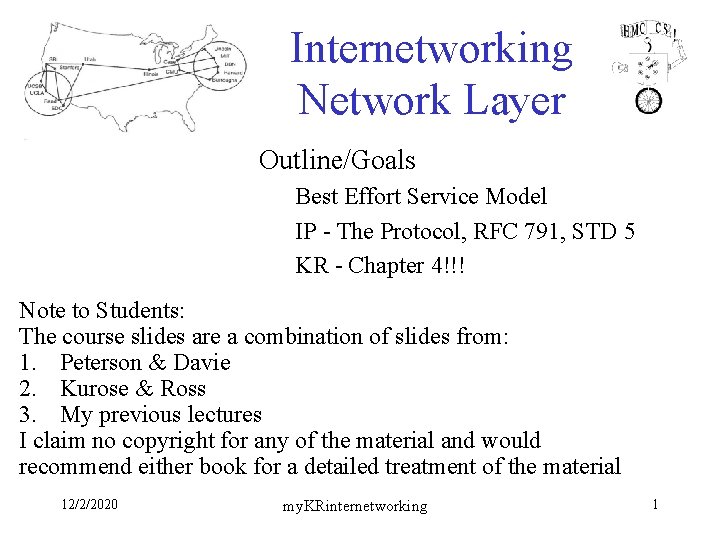 Internetworking Network Layer OutlineGoals Best Effort Service Model