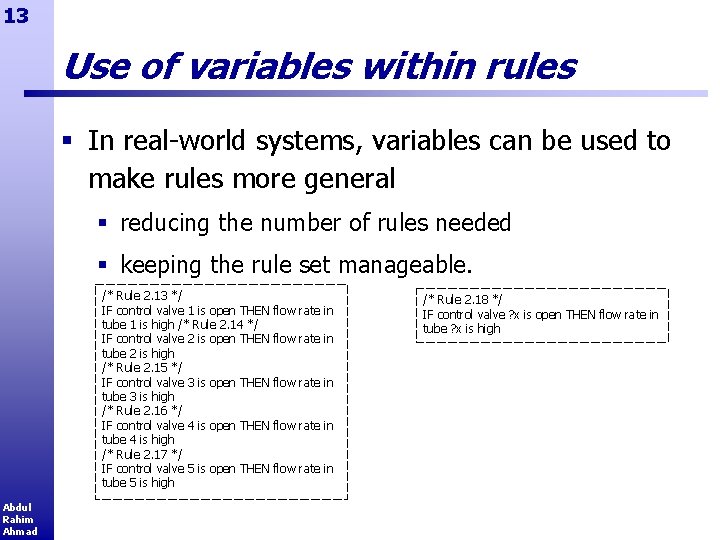 MITM 613 Intelligent System Chapter 2 Rulebased Systems