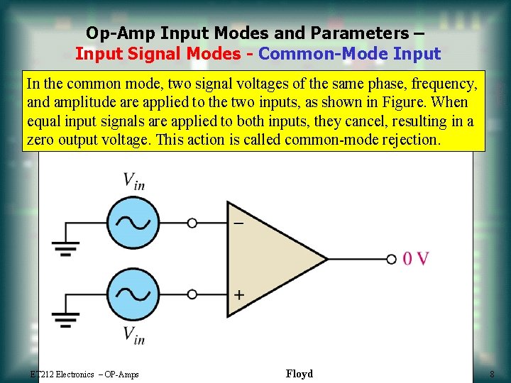 ET 212 Electronics Operational Amplifier Electrical and Telecommunication