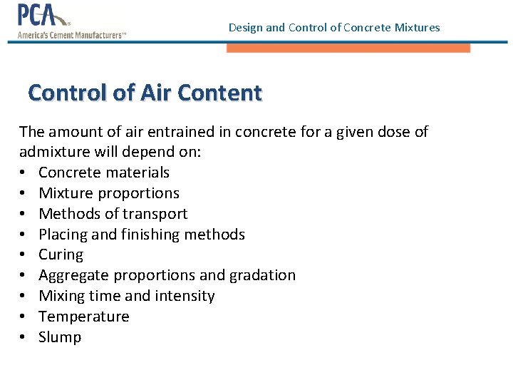 Design and Control of Concrete Mixtures Chemical Admixtures
