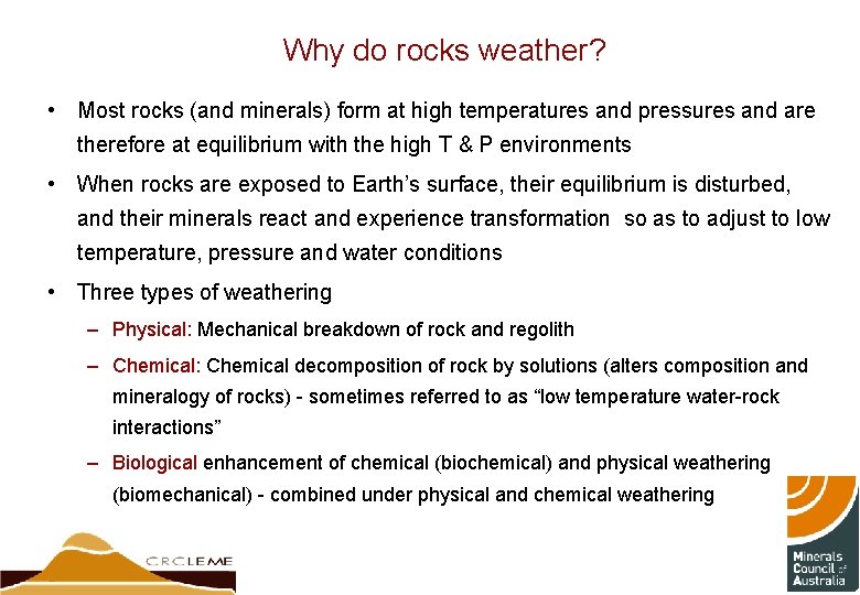 WEATHERING MECHANISMS PRODUCTS Mehrooz F Aspandiar CRC LEME
