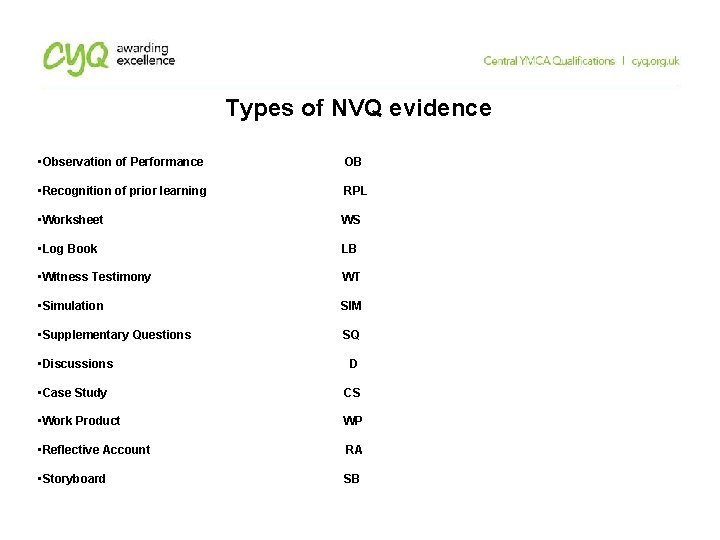 Central YMCA Qualifications CYQ Level 2 and 3