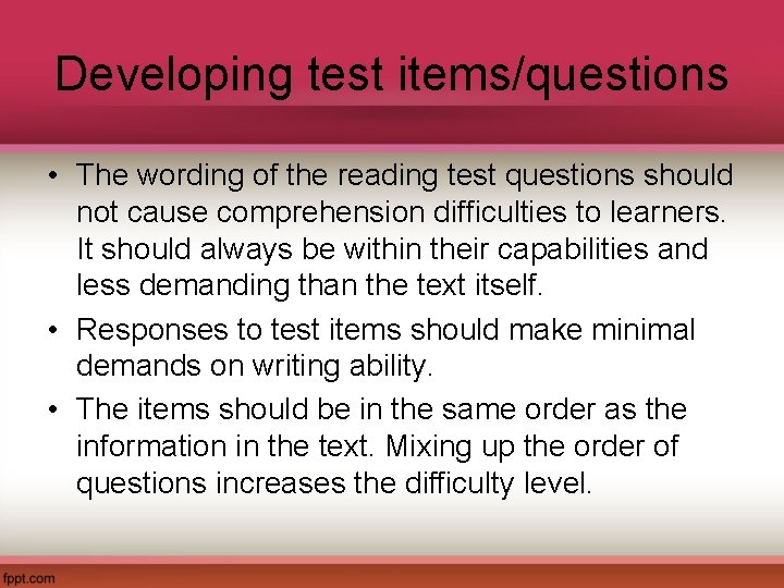 Testing reading comprehension Evaluation and Assessment in Language