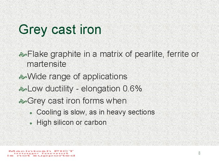 Cast irons EF 420 Lecture 9 1 Overview