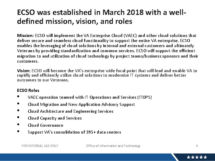 ENTERPRISE CLOUD SOLUTIONS OFFICE ECSO INFORMATIONAL BRIEF Jeff
