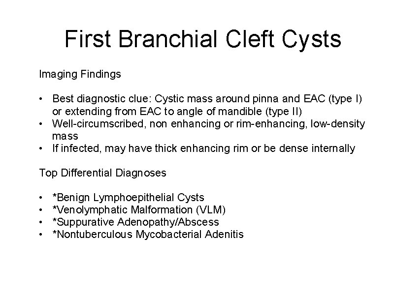 Branchial Cleft Cysts David M Chaky MD Dept