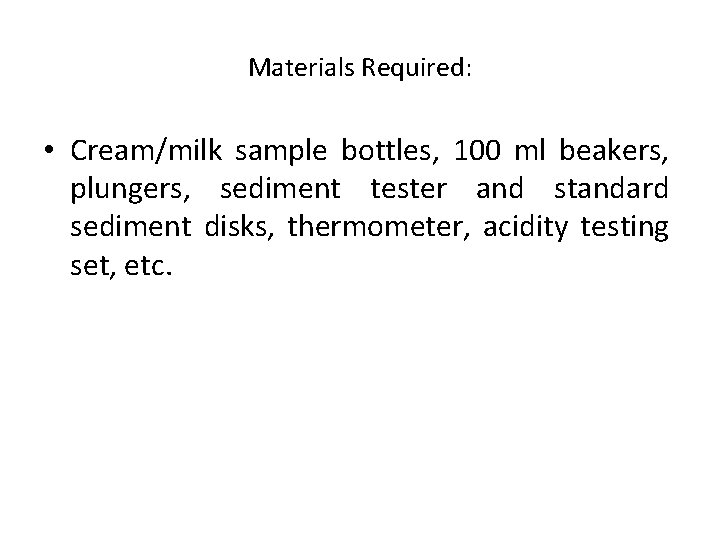 Sensory Evaluation of Cream Department Dairy Technology Course