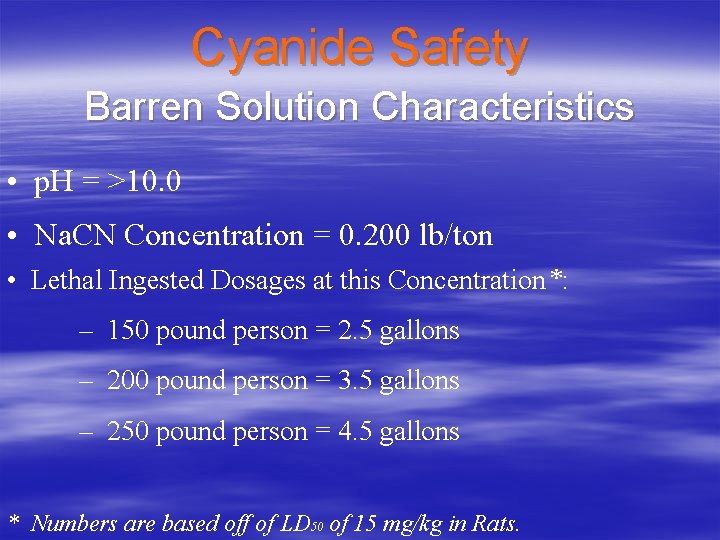 CYANIDE TRAINING Proper care and handling of sodiumcarbonnitrogen
