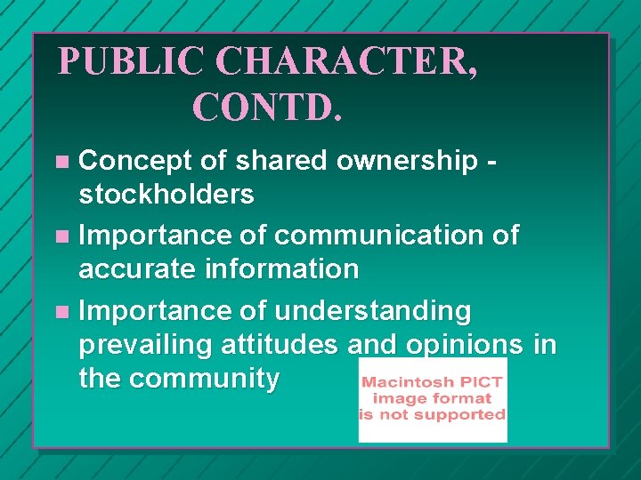 PUBLIC CHARACTER OF THE SCHOOL EDL 660 THE