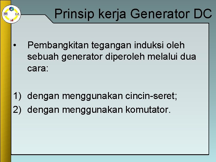 GENERATOR DC TEKNIK TENAGA LISTRIK TEKNIK MESIN UNIVERSITAS