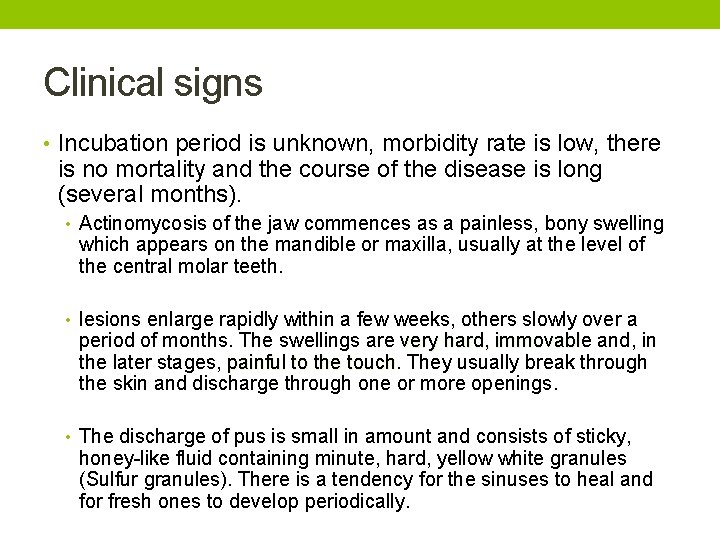 ACTINOMYCOSIS Lumpy Jaw Definition It is a chronic