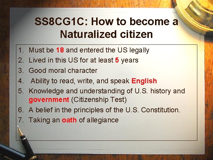 SS 8 CG 1 Cloze Notes CIVICS GOVERNMENT