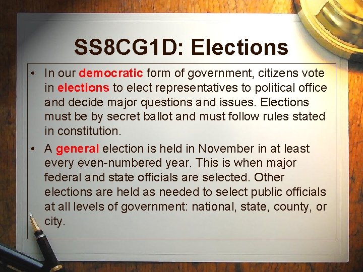 SS 8 CG 1 Cloze Notes CIVICS GOVERNMENT