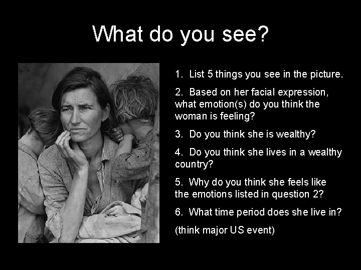 What do you see 1 List 5 things