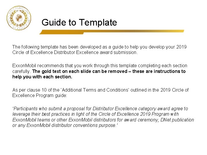 Circle of Excellence 2019 Distributor Excellence Awards Instructions