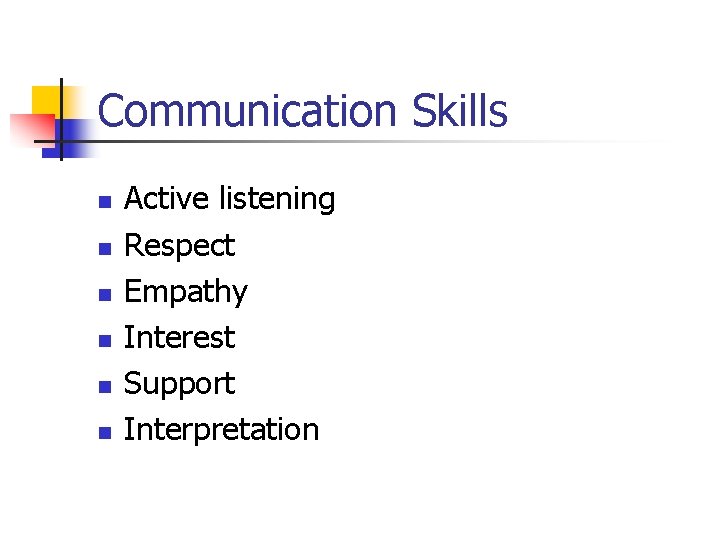 General Aspects of Communication and Selfexperience II Dental