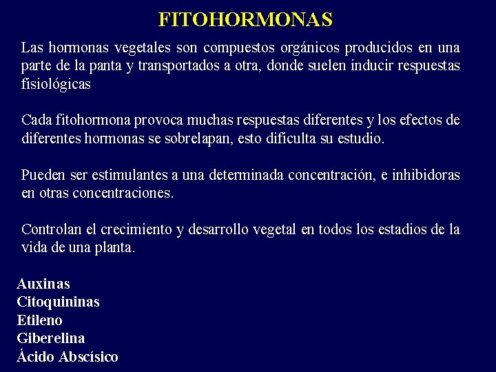 Biologa de Plantas Fitohormonas y regulacin del crecimiento