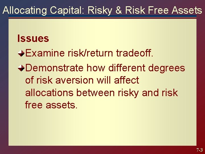 Capital Allocation Between The Risky And The RiskFree