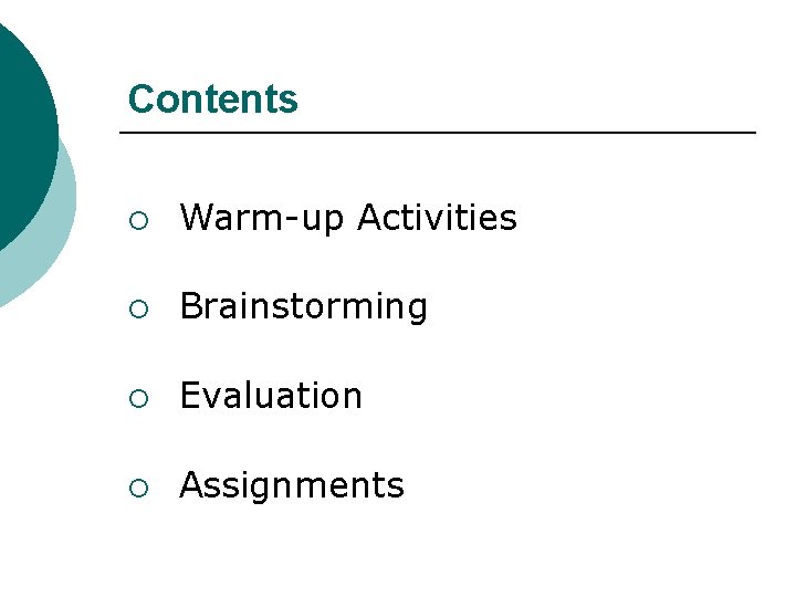 My Favorite Animal Contents Warmup Activities Brainstorming Evaluation