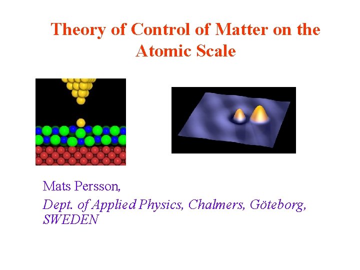 Theory of Control of Matter on the Atomic