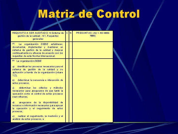 Control Controles y Administracin Objetivo Comprender los conceptos