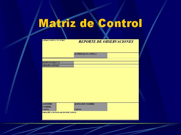 Control Controles y Administracin Objetivo Comprender los conceptos
