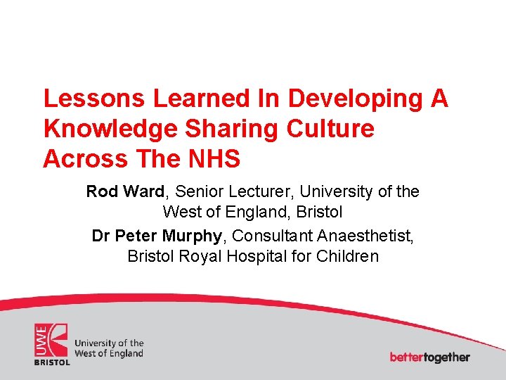 Lessons Learned In Developing A Knowledge Sharing Culture