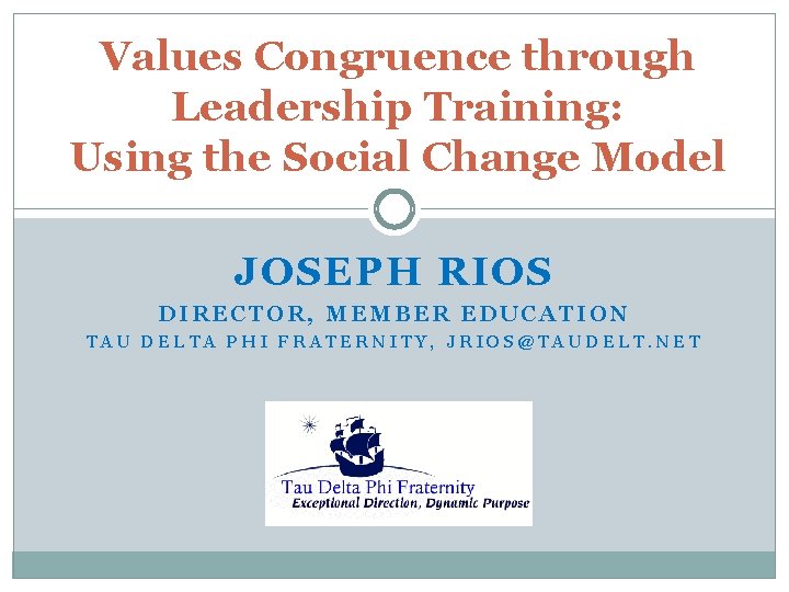 Values Congruence through Leadership Training Using the Social