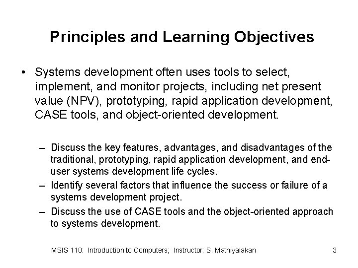Systems Investigation and Analysis Chapter 12 MSIS 110