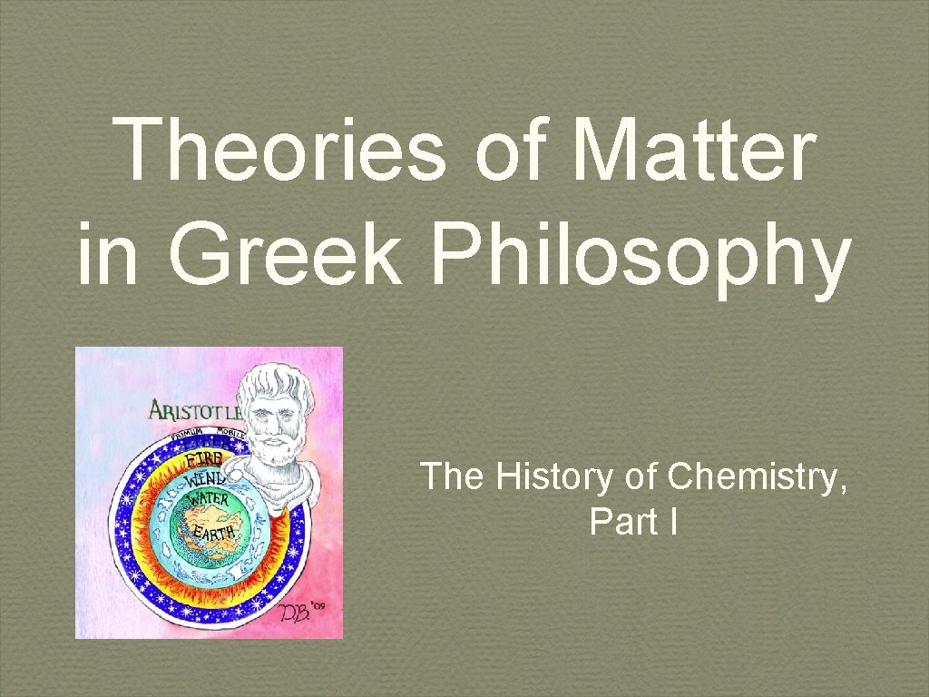 Theories of Matter in Greek Philosophy The History