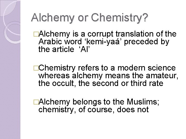 Contributions to Science Islam Muslims and Chemistry Chemistry