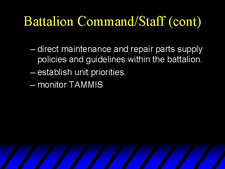 Unit Maintenance Program Personnel Responsibilities and Interfaces u