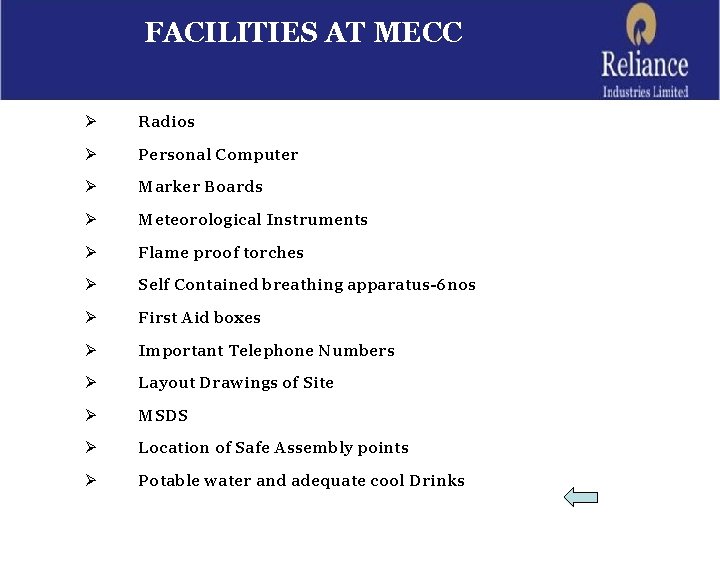 Emergency Response Best ERCP and practices at RIL